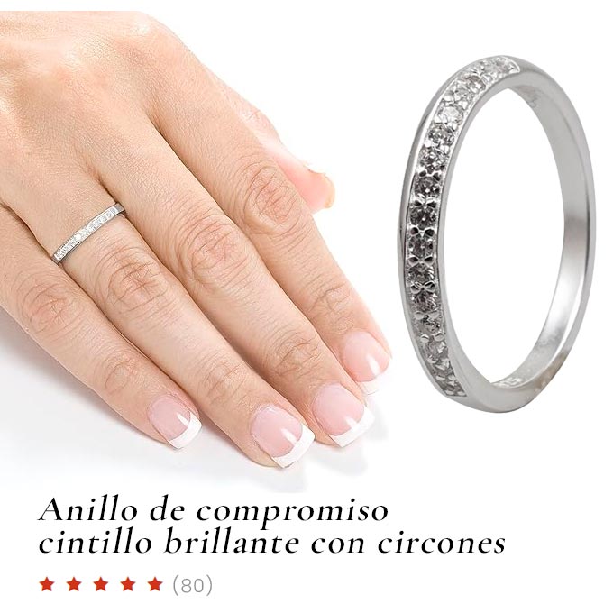 Anillo de compromiso cintillo brillante con circones