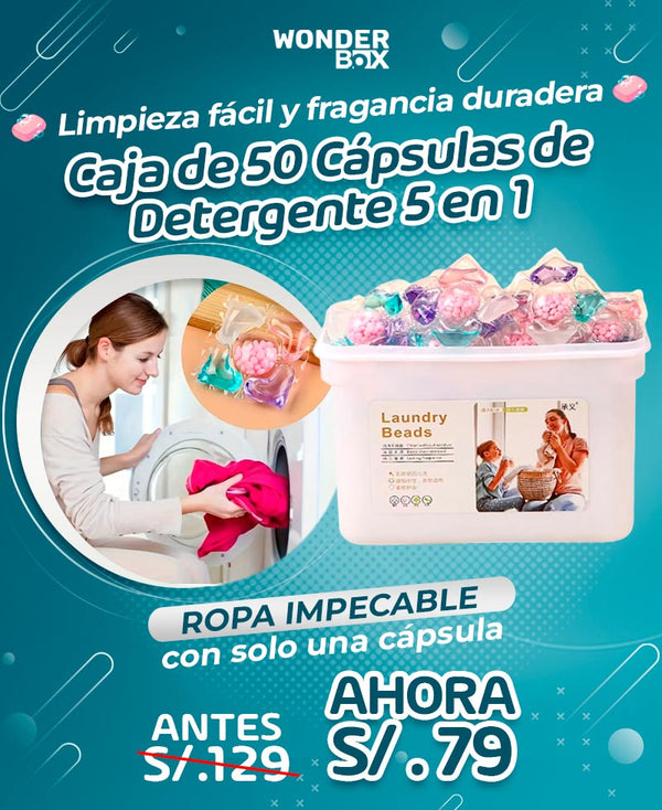 Caja de 50 cápsulas de detergente 5 en 1